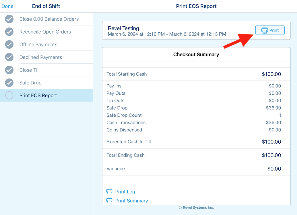 End of Shift Process